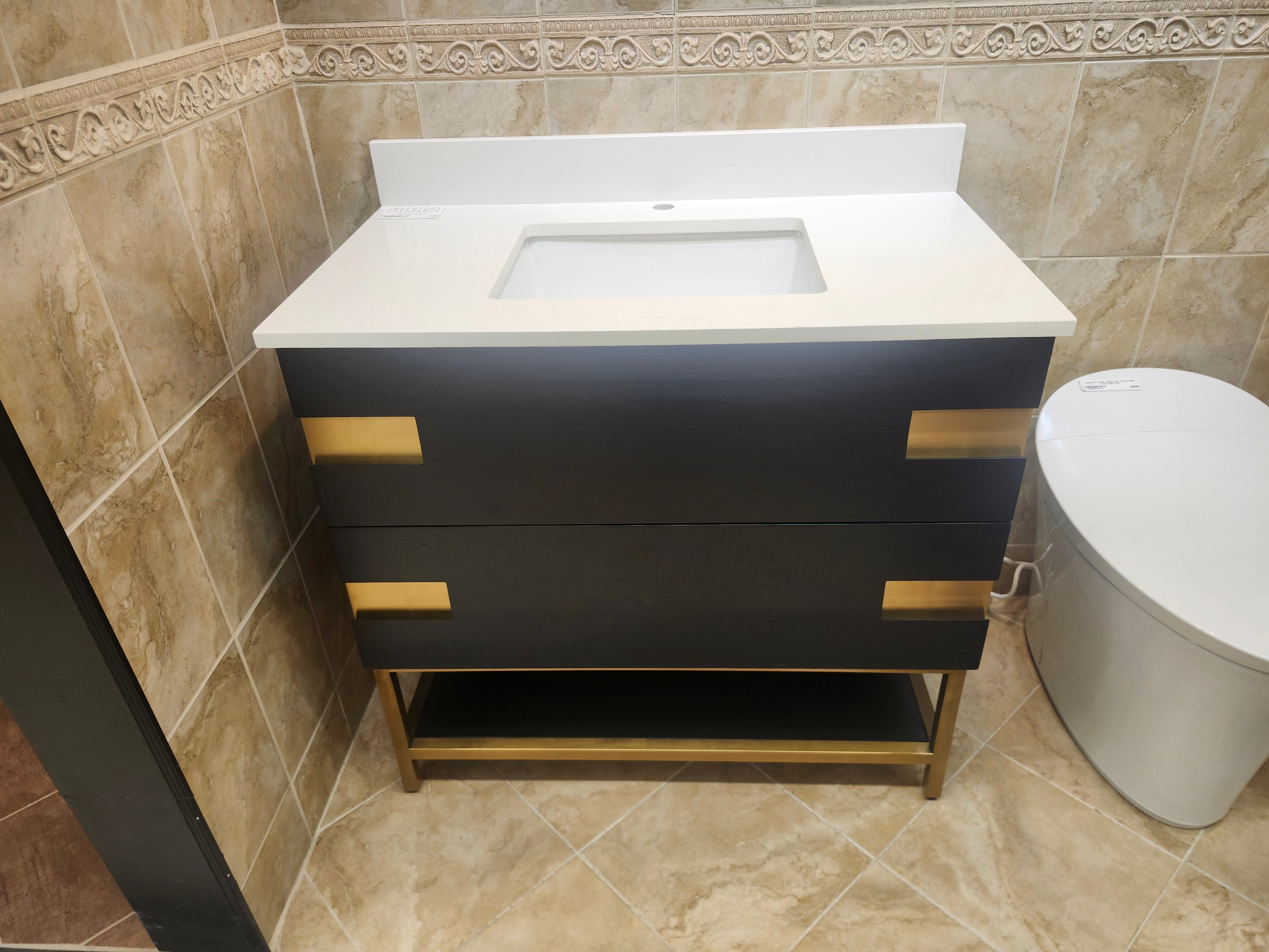 Vida Turin 37" Black/Gold Vanity with Countertop Combo (as is) Floormo ...